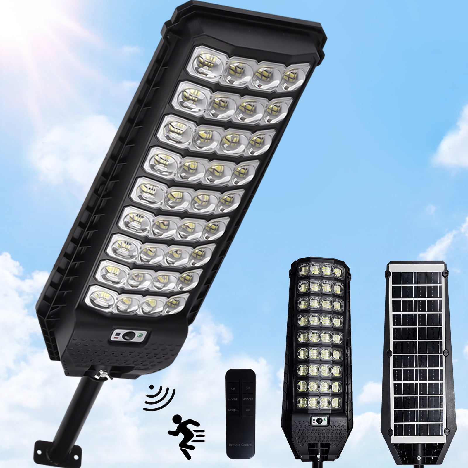 3500W Super Bright Solar Street Lights, Dusk to Dawn, Motion Sensor ...