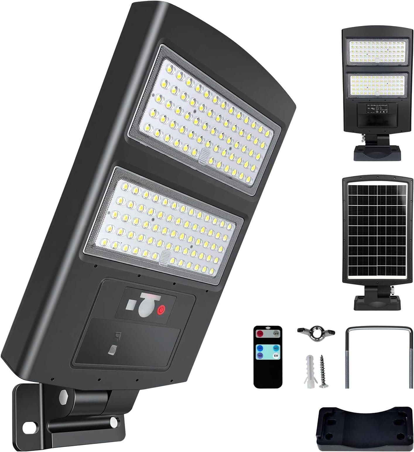 Solar Street Lights 7000W, 2-Pack 5500k Solar Lights IP65 with Remote ...
