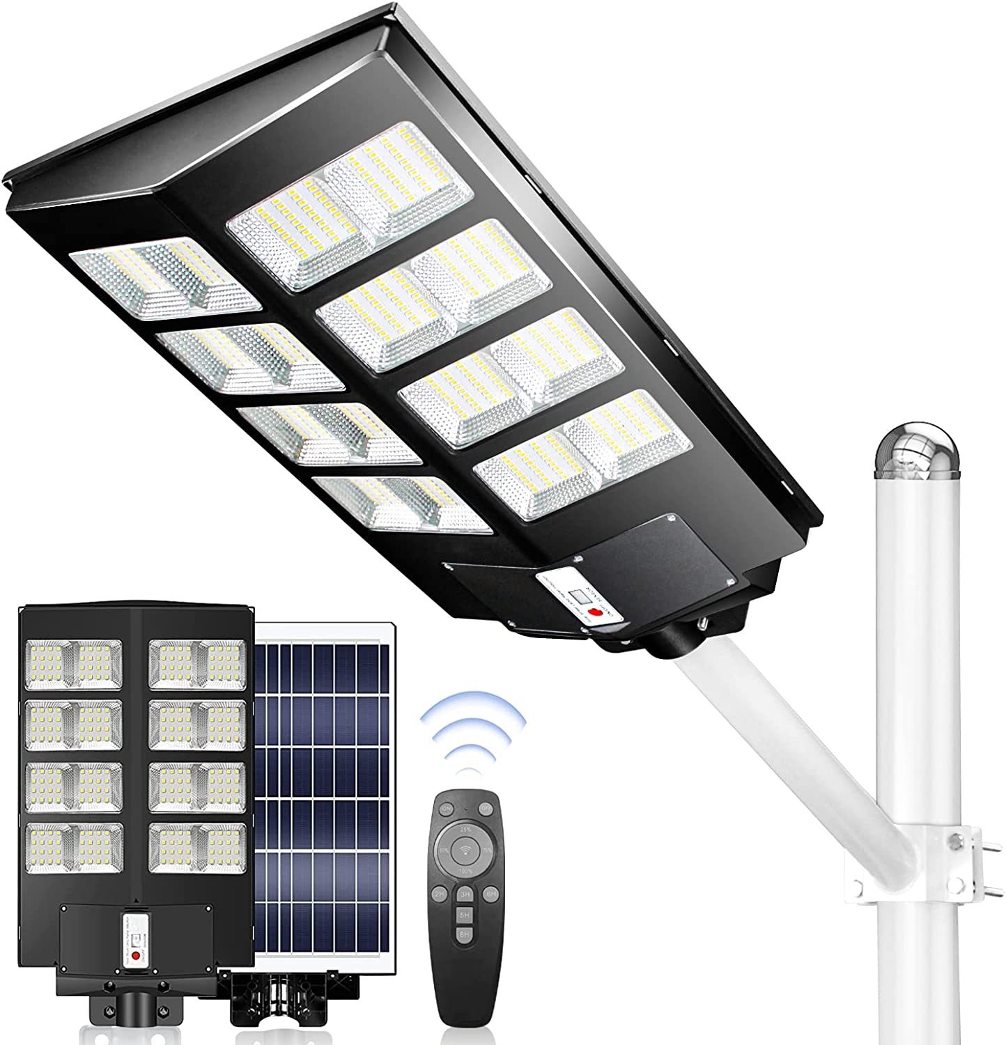 Solar Street Lights Outdoor, 300W Solar Street Light, 30000LM Dusk to Dawn Commercial LED Flood ...