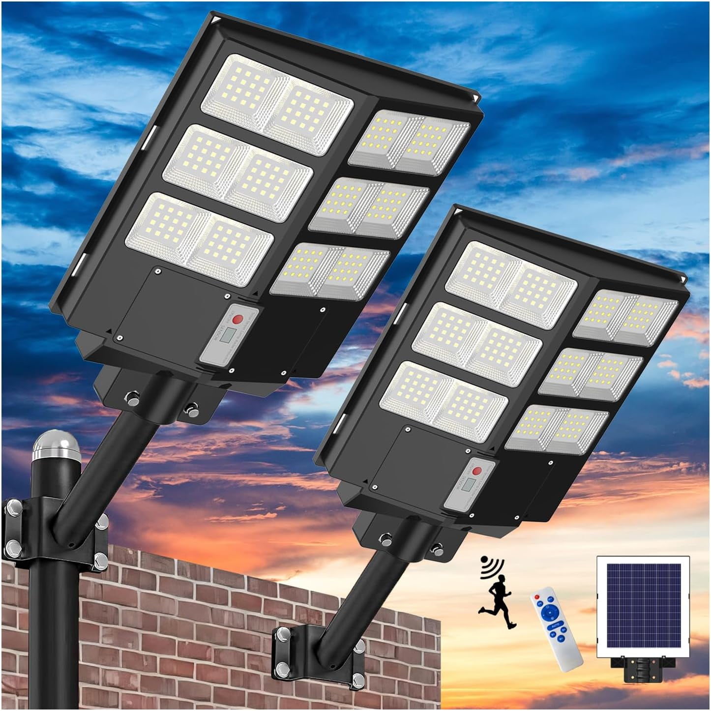 Solar Street Lights Outdoor, 4000W Solar Flood Lights Motion Sensor ...
