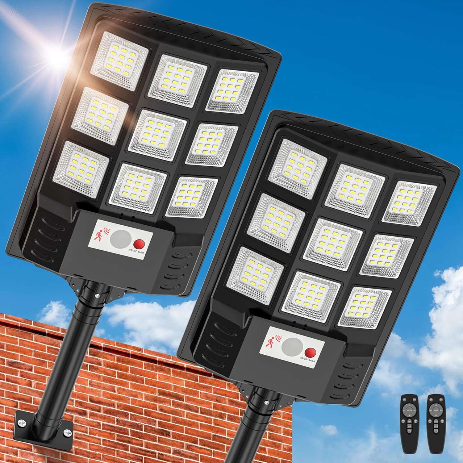 Solar Street Lights Outdoor 6500K LED Dusk to Dawn Solar Light 260 ...