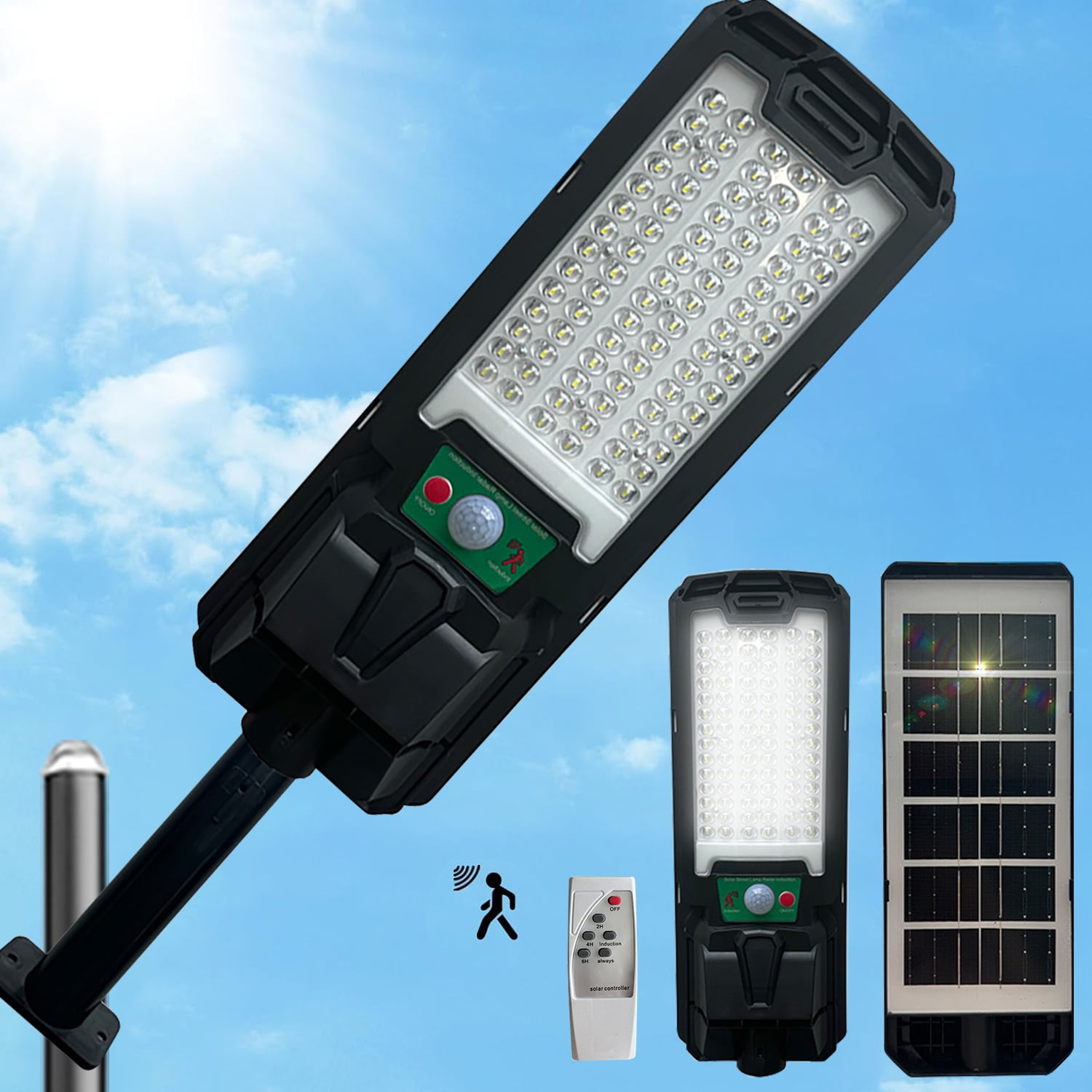 Solar Street Lights Outdoor, 6500LM Motion Sensor Street Lights with ...