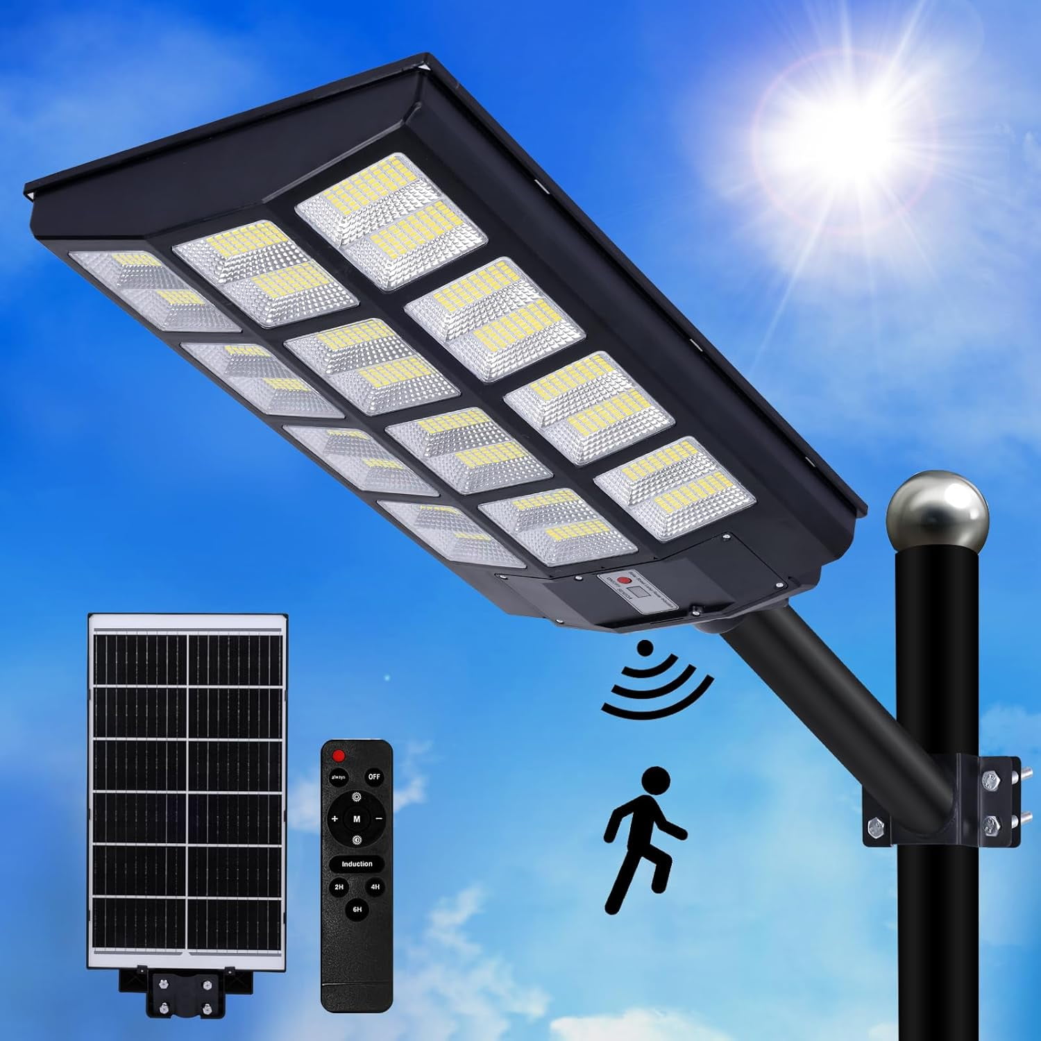 Solar Street Lights Outdoor 800000LM, Bright Street Lights with Motion ...