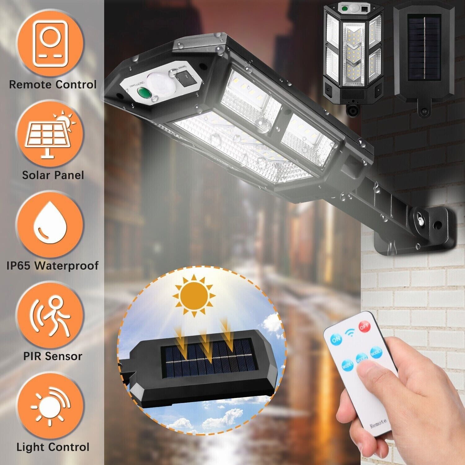 Solar Street Lights Outdoor, High Lumen Solar Lights Dusk to Dawn ...