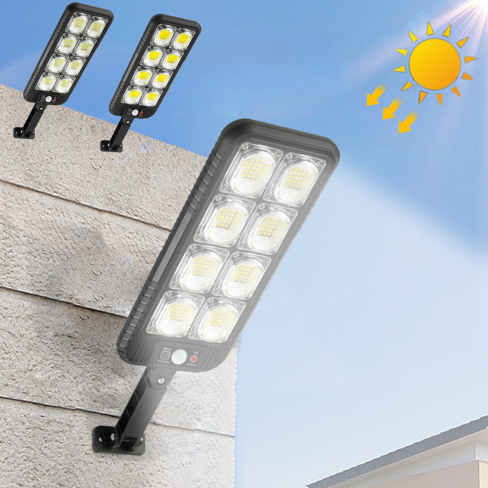 Solar Street Lights Outdoor | Motion Sensor Security Wall Light 200 COB LED | 3 Modes Adjustable ...