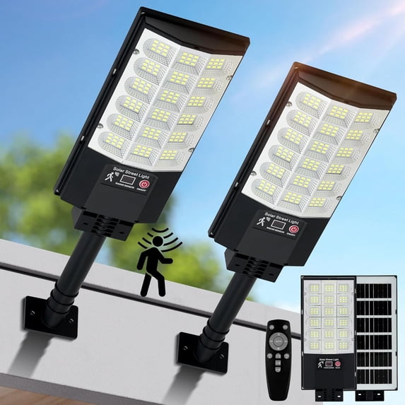 Solar Street Lights Outdoor, Motion Sensor Solar Lights with Remote ...