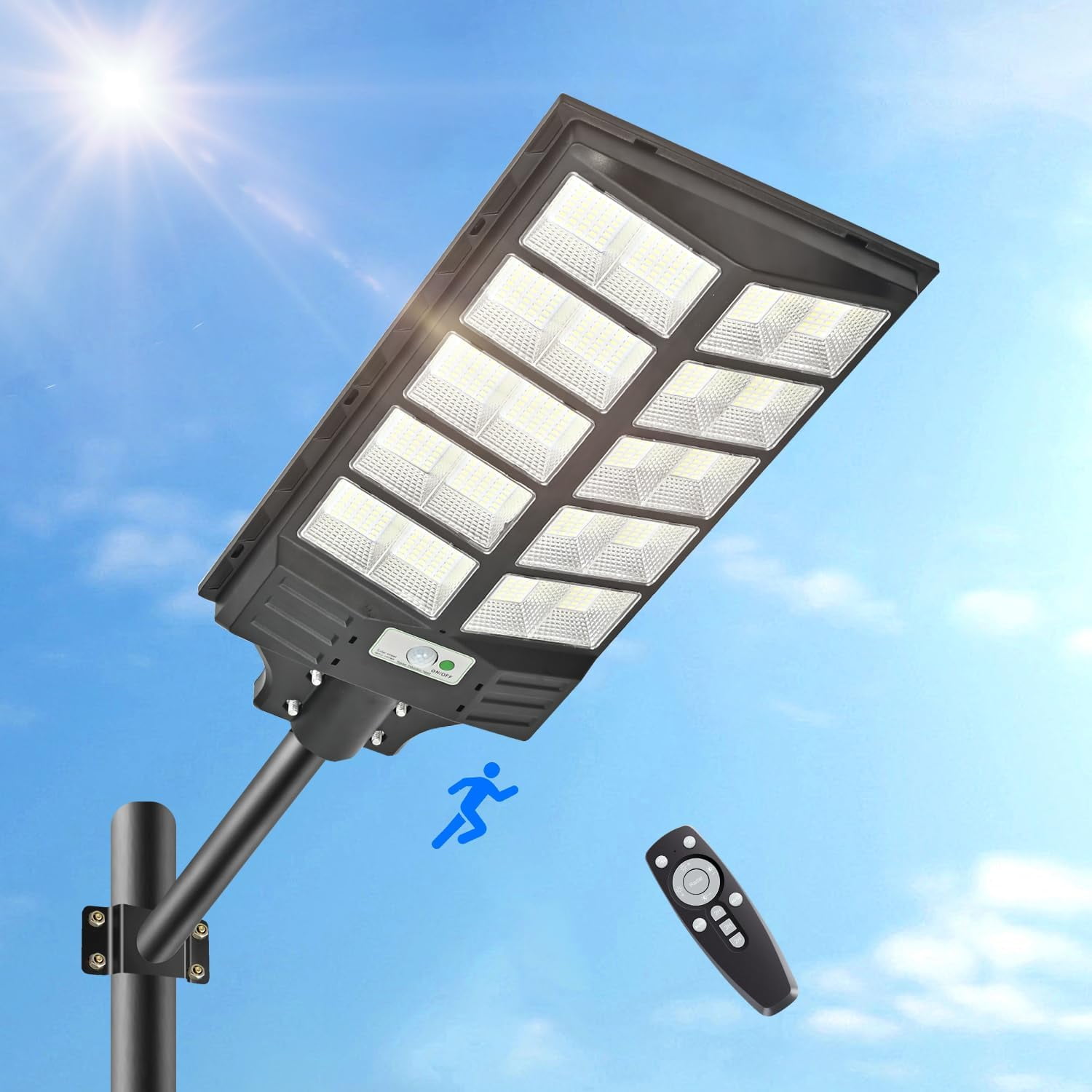 Solar Street Lights Outdoor Waterproof 3000W 300000LM 800 Beads Solar Parking Lot Lights Dusk to ...