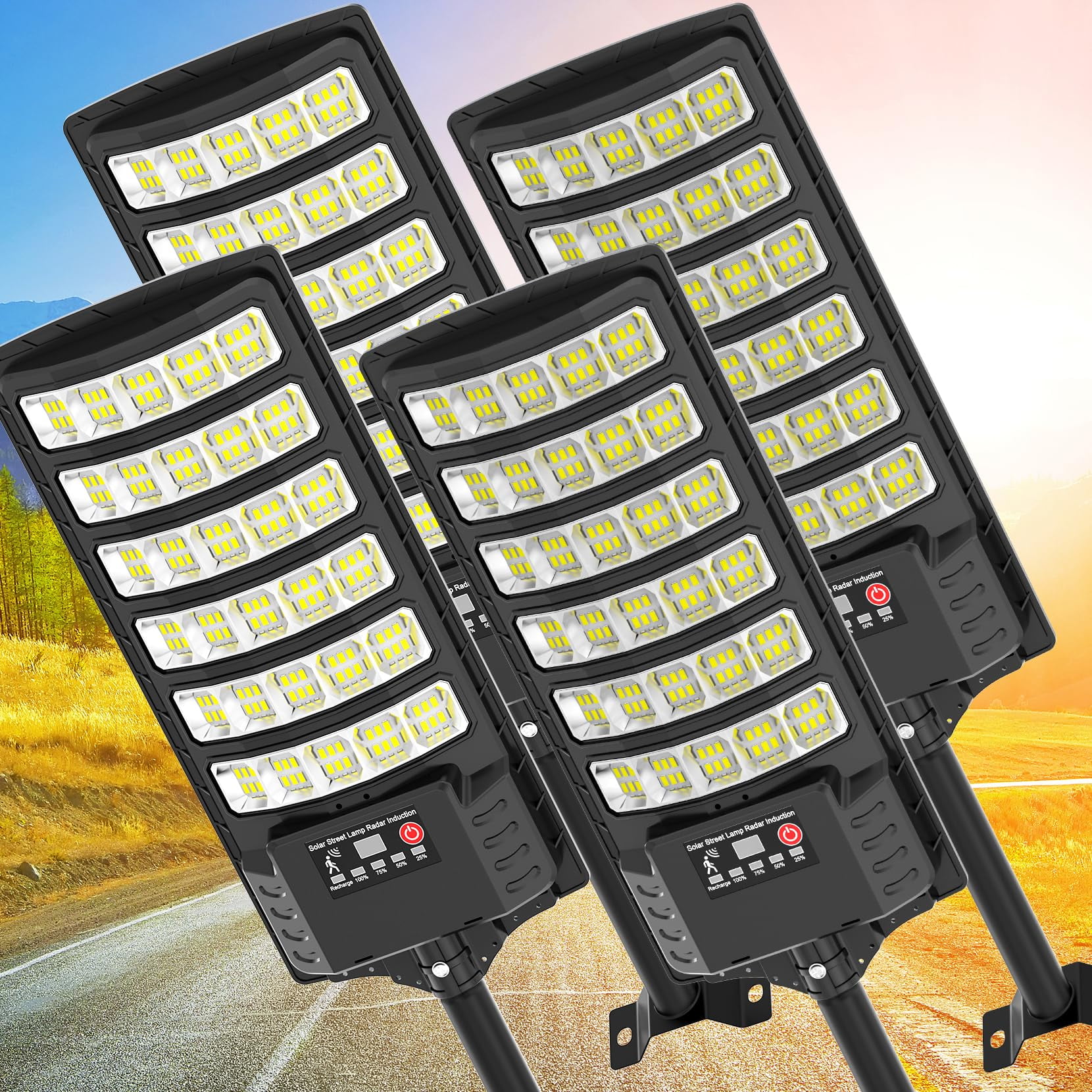 Solar Street Lights Outdoor Waterproof,48000LM 320°Wide Angle Flood ...