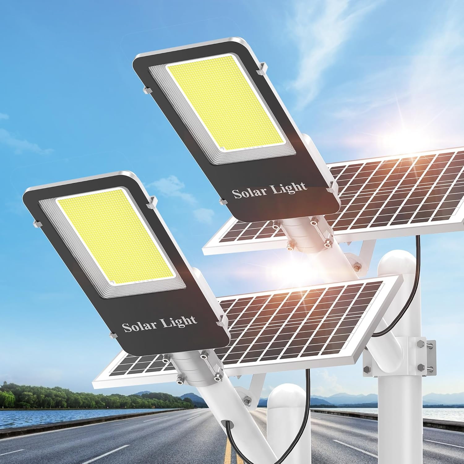 Solar Street Lights Outdoor Waterproof - 8000W Solar Lights Outdoor Dusk to Dawn Parking Lot ...