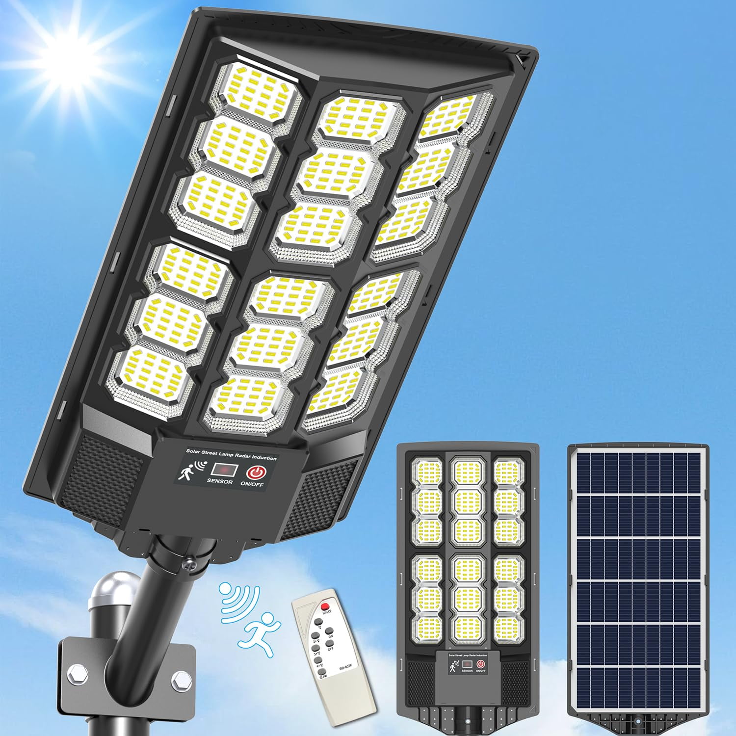 Solar Street Lights Outdoor - Wide Angle, Motion Sensor Solar Flood ...