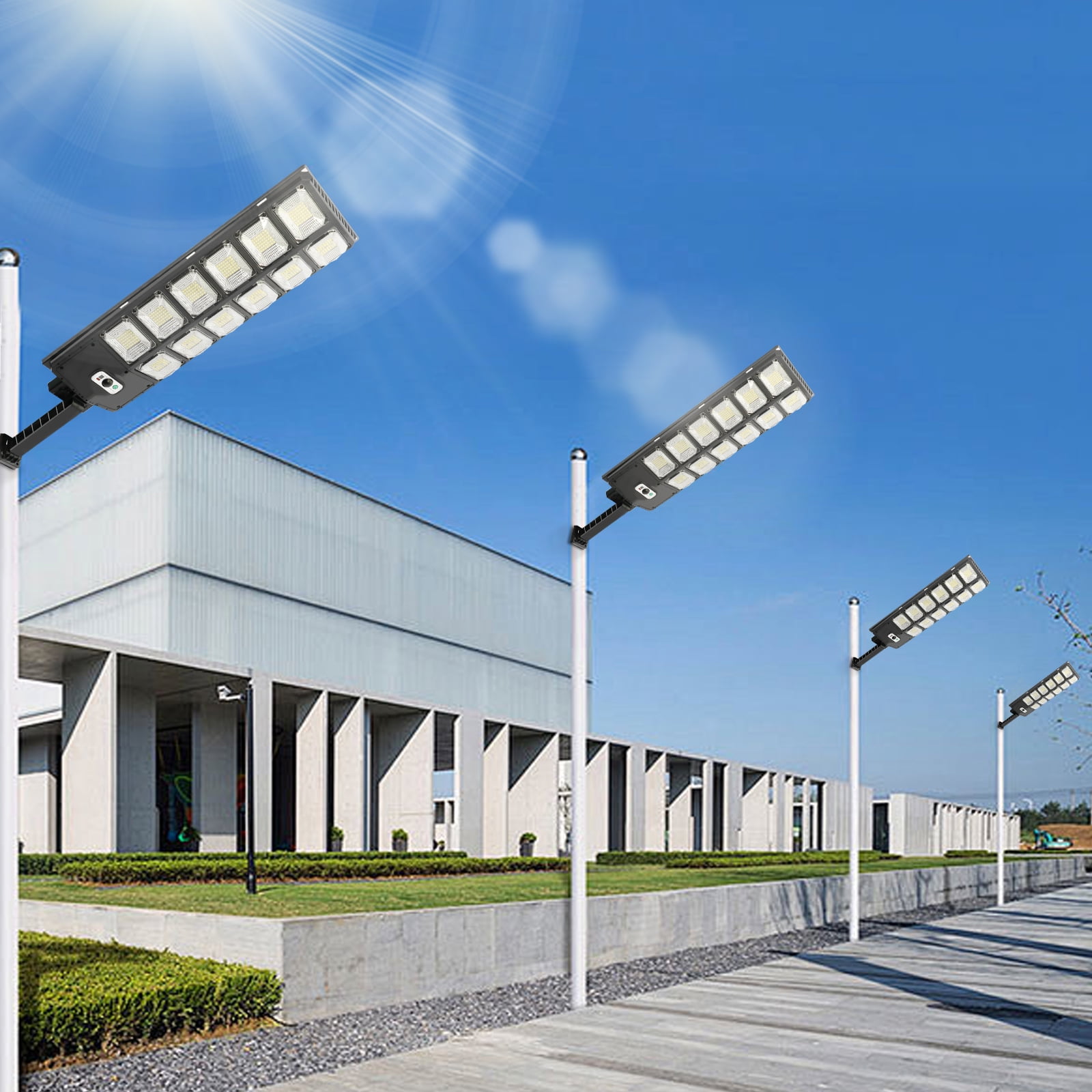 Solar Street Lights Waterproof, Bright Commercial Parking Lot Lights ...