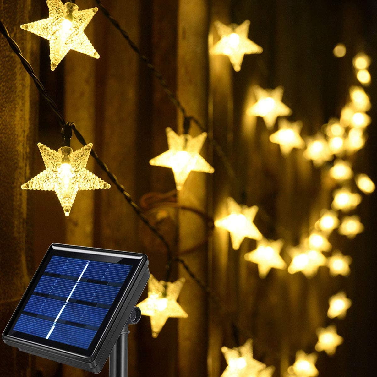 Solar String Fairy Lights Outdoor, 23ft 50 LED Waterproof Star Twinkle ...