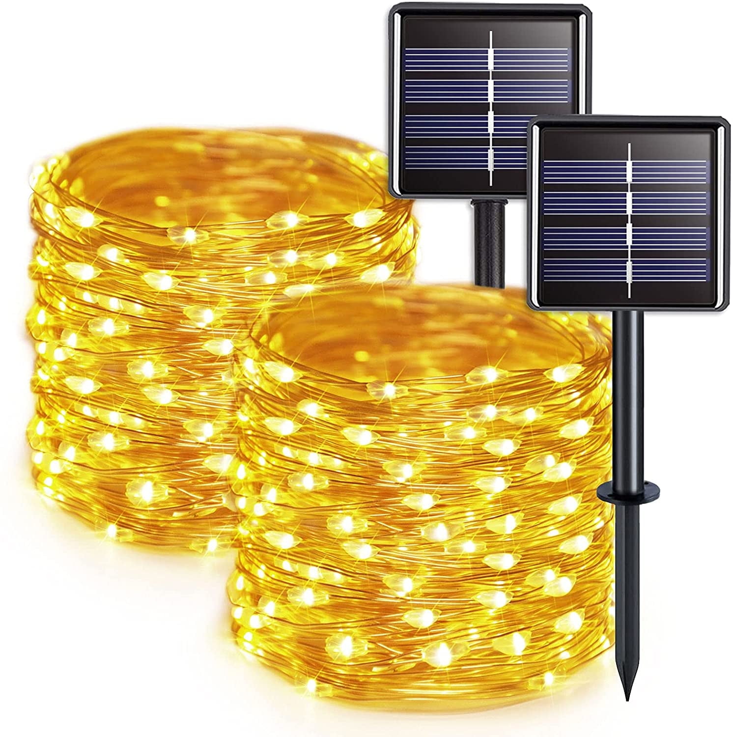 Solar String Lights, 200 LED Solar Fairy Lights 66 feet 8 Modes Lights ...