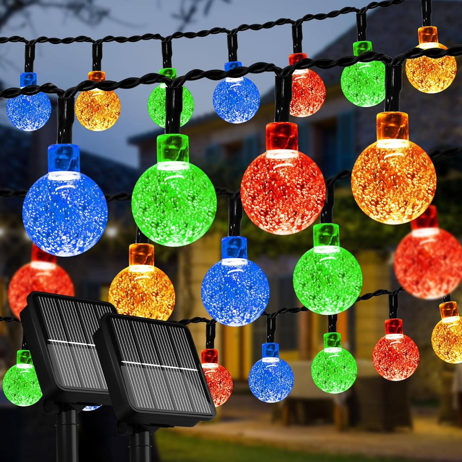 Solar String Lights, 23ft Solar Outdoor Lights with 50 LED bubble light ...
