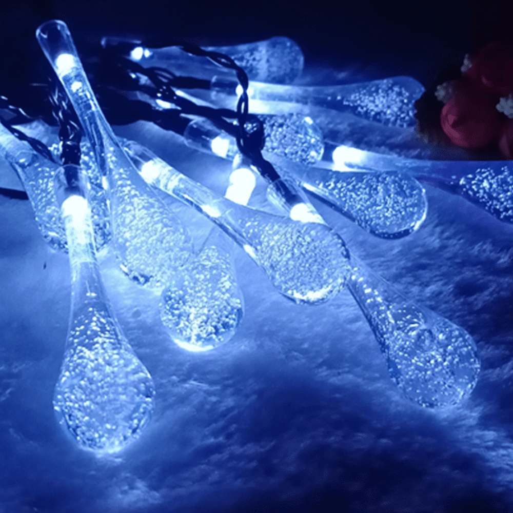 Solar String Lights, 8 Modes Solar Teardrop String Lights - 30 LED 21 ...