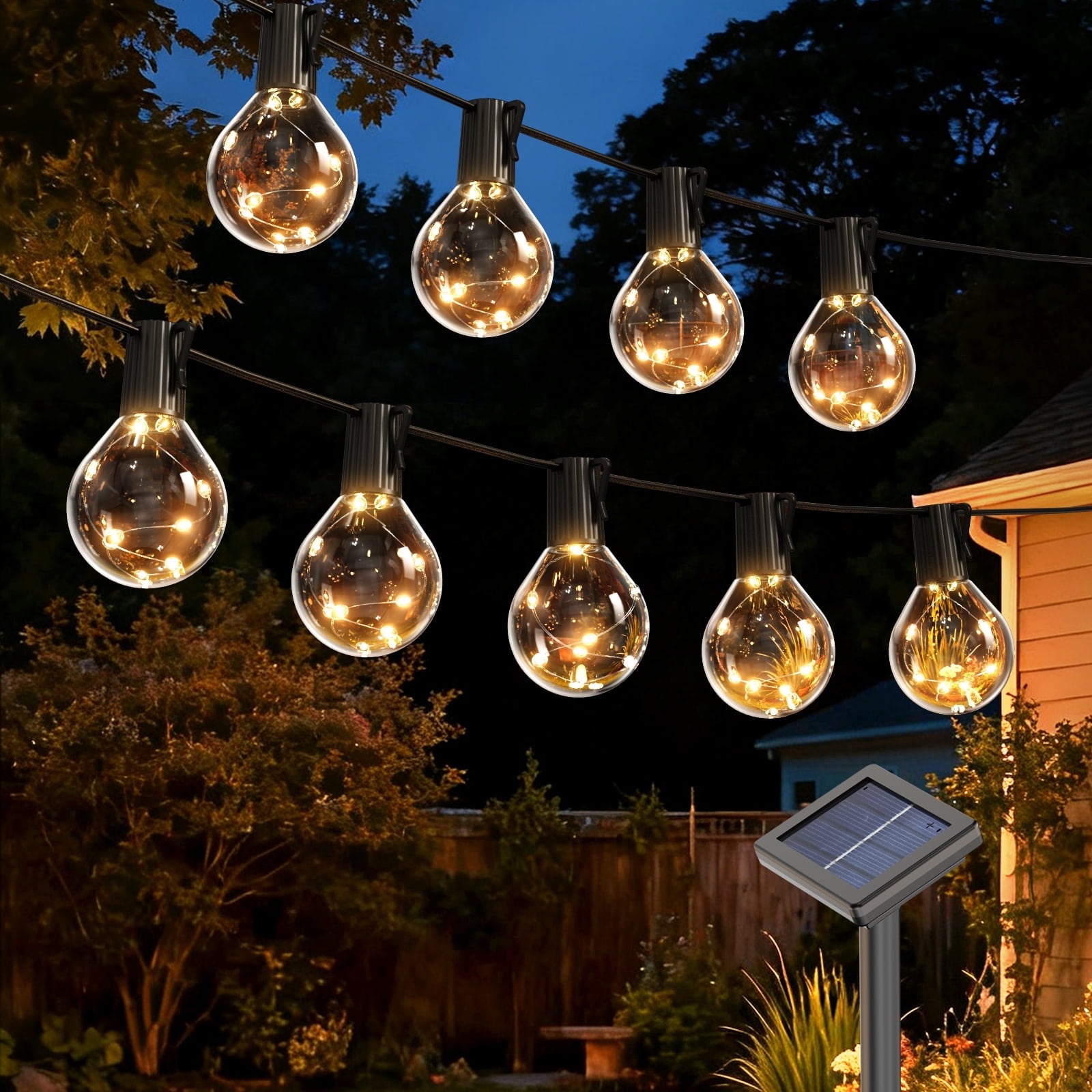 Solar String Lights Outdoor, 15 Bulbs Globe Fairy Lights with Warm ...
