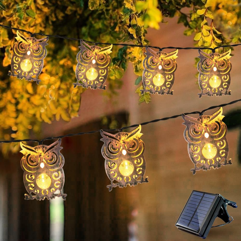 Solar String Lights Outdoor Owl String Light 10 LED 20ft Waterproof ...