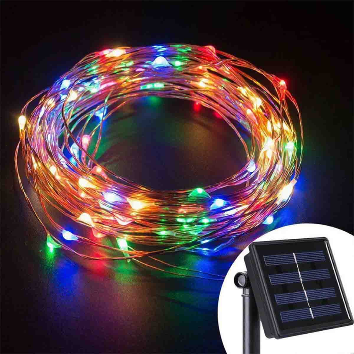 Solar String Lights Outdoor Waterproof Each 10M 100LEDs Multicolor ...