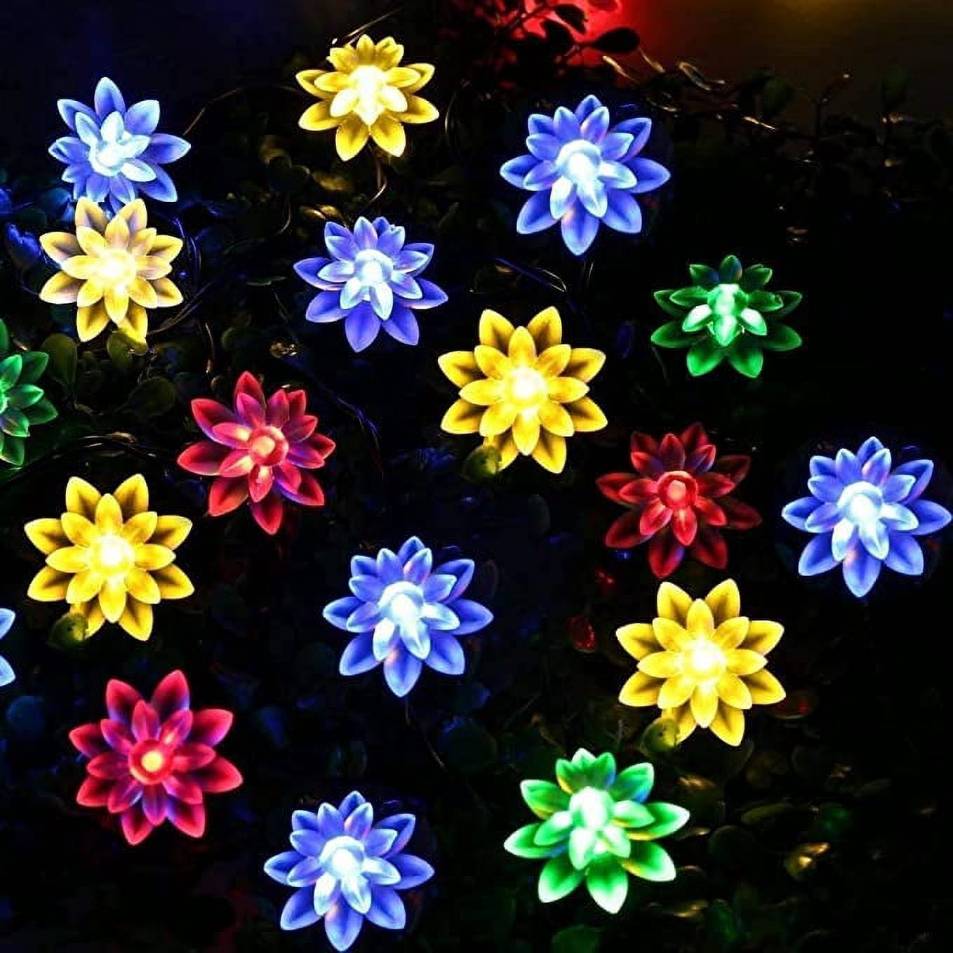 Solar String Lights Outdoor, Waterproof 21ft 50 LED Lotus Flower Light ...