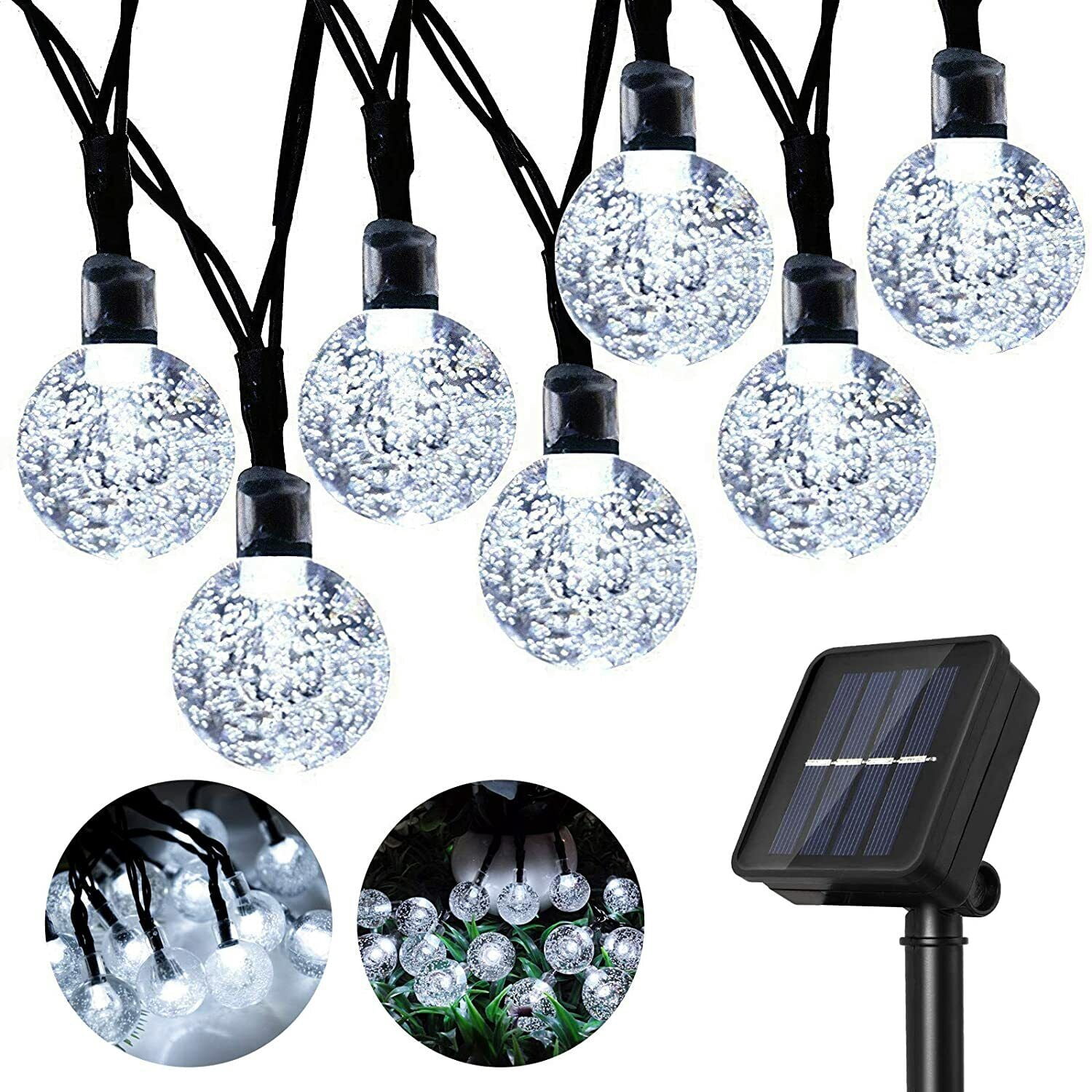 Solar String Lights Outdoor Waterproof,23FT 50 LED Crystal Bubble Patio ...
