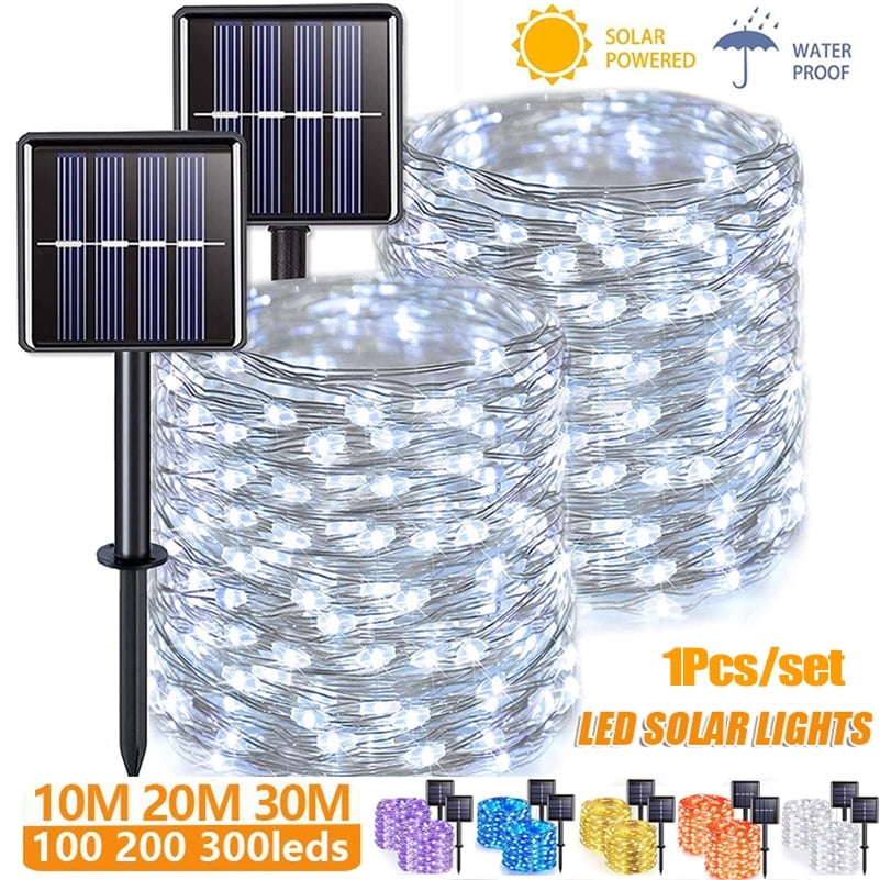 1PC Solar String Lights Outdoor Waterproof, Each 300/200/100 LED Solar ...