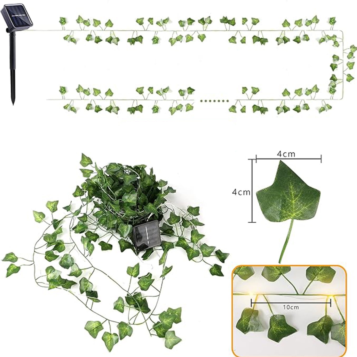 Solar String Lights Outdoor Waterproof Artificial Ivy Light String ...