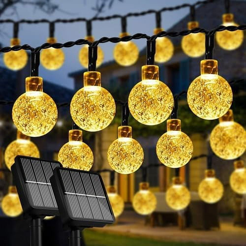 Solar String Lights for Outside, Crystal Globe Lights with 8 Modes ...