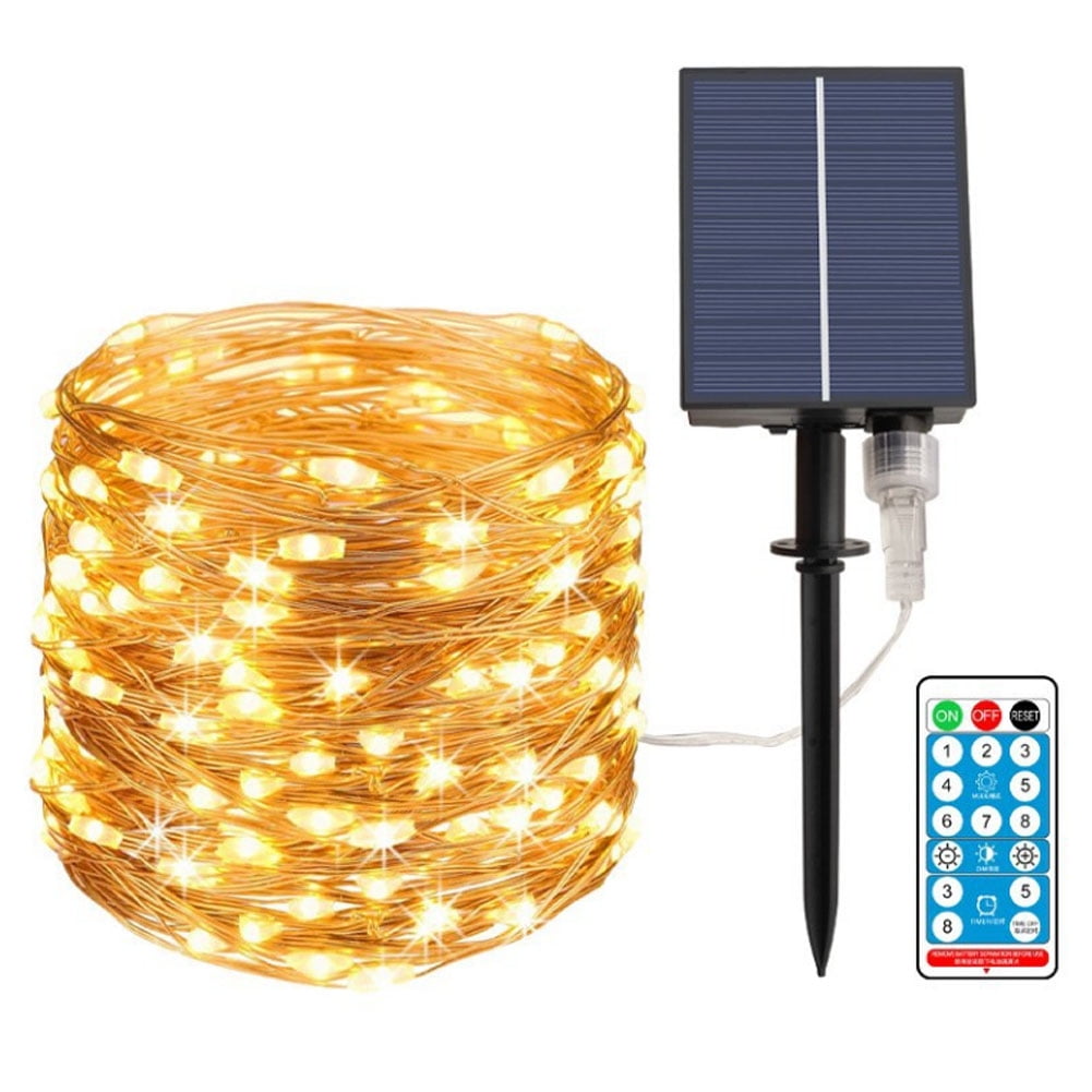 Solar String Lights, Waterproof 98ft 300LED Fairy Firefly Copper Wire ...