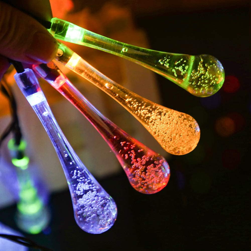 Solar Strings Lights,30 LED Water Drop Solar Fairy Lights, Waterproof ...