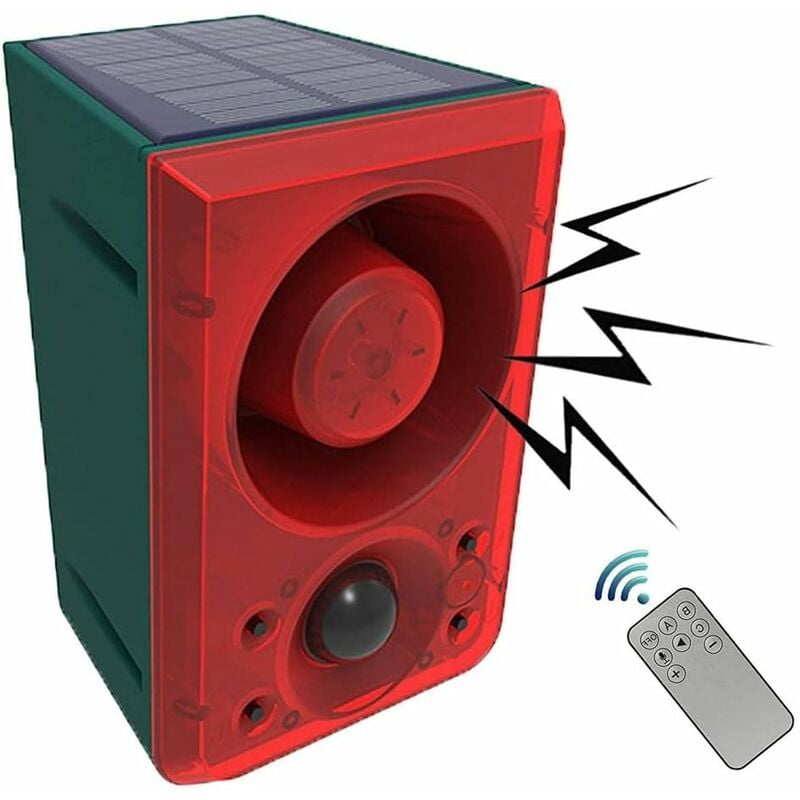 Solar Strobe Alarm 130dB Motion Sensor Alarm with Remote Control 20 ...