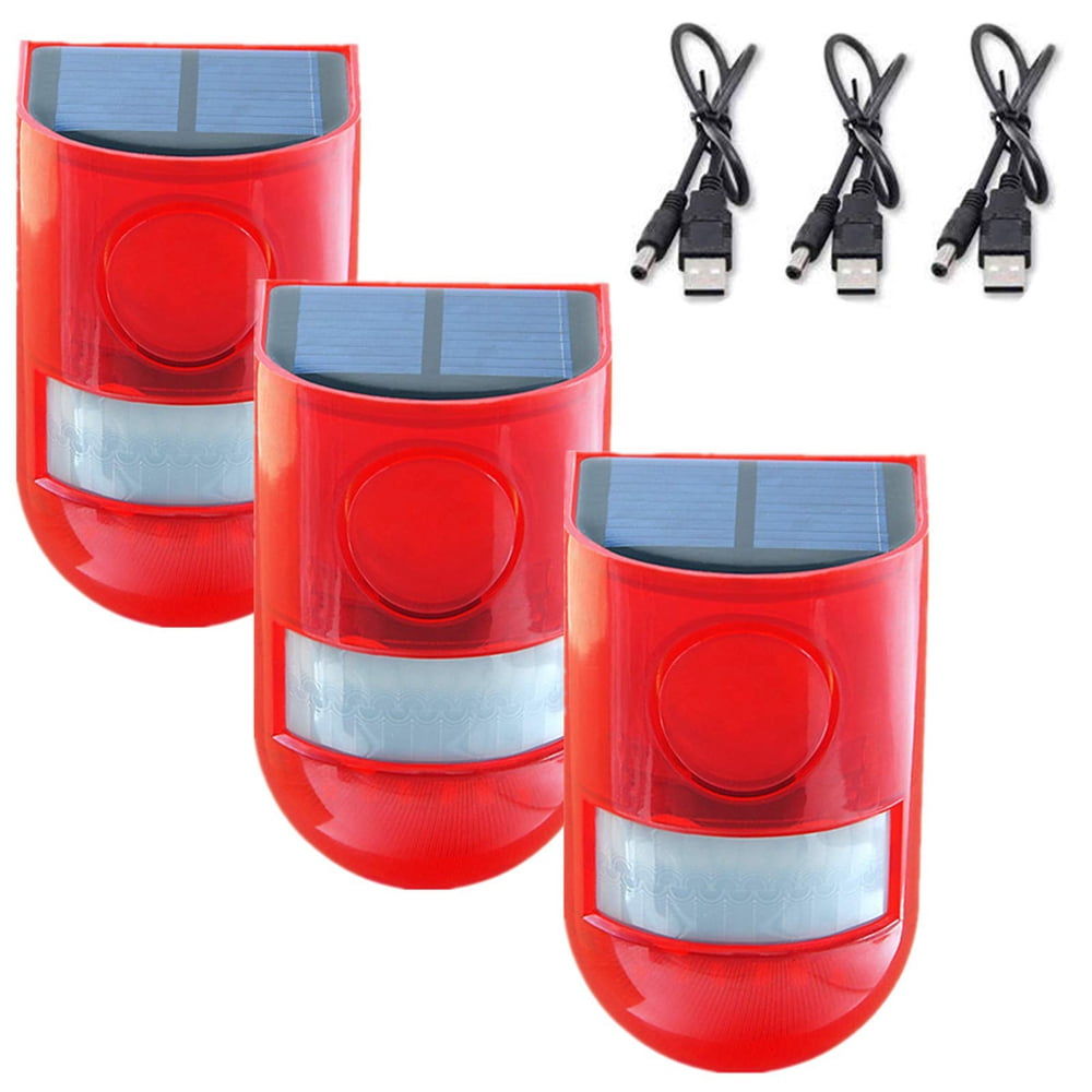 Solar Strobe Light with Motion Sensor Security Alarm Flashing 6LED ...