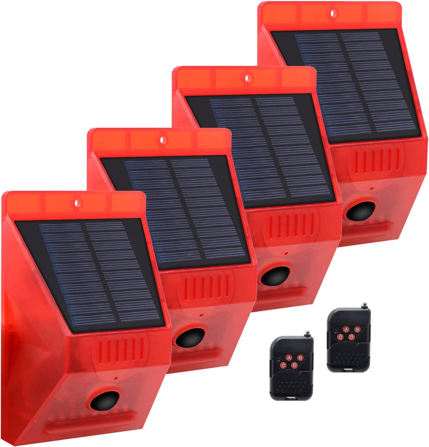 Solar Strobe Light with Remote Controller Motion Detector Outdoor Alarm Light 129db Sound ...