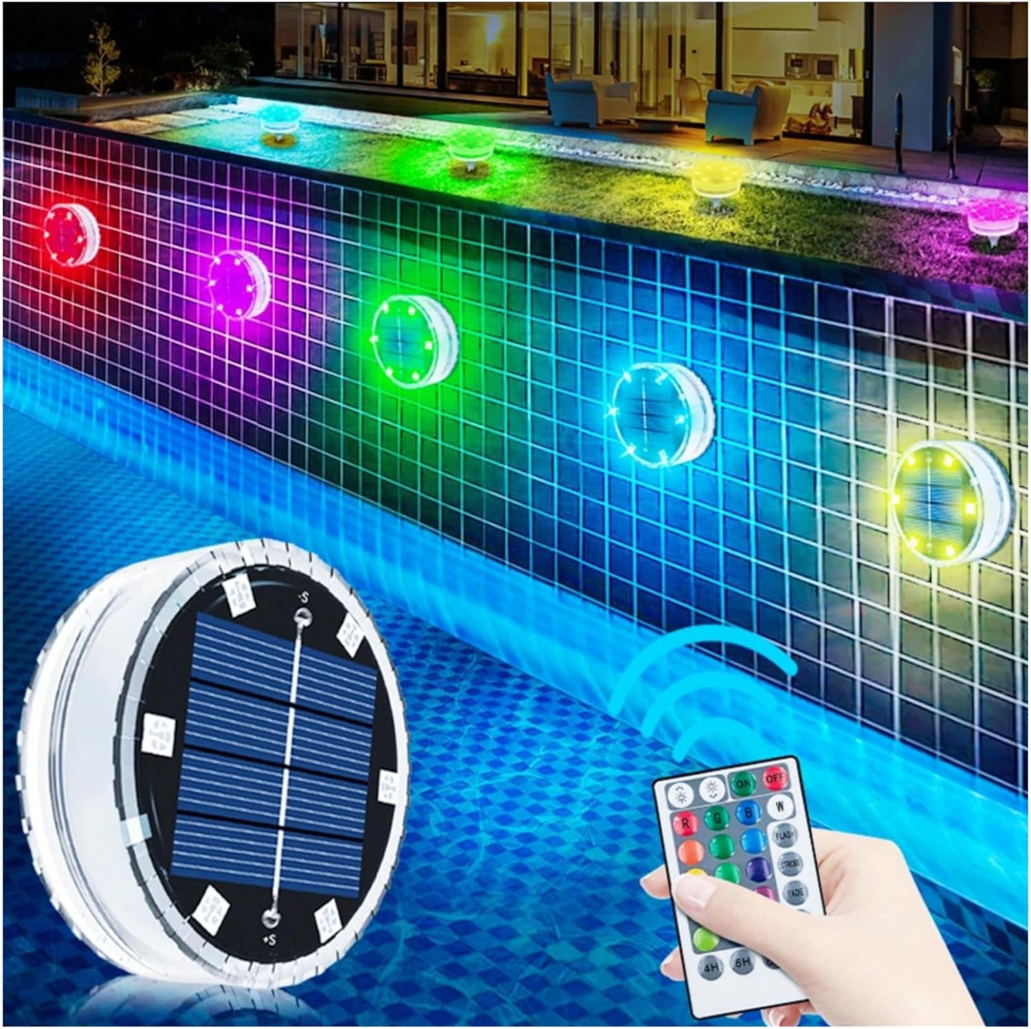 Solar Submersible LED Lights,Pool Lights,Small Underwater Lights with ...