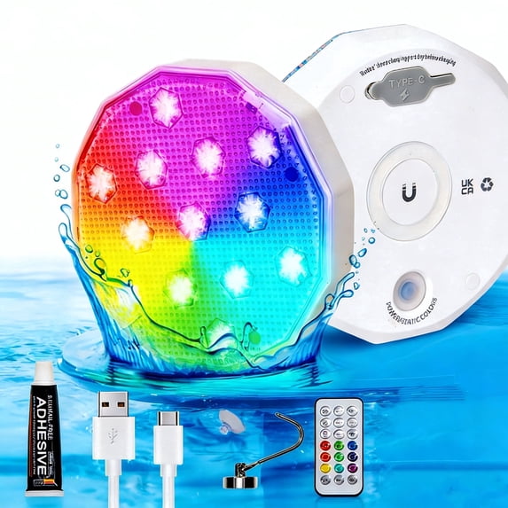WU-MINGLU Solar Submersible LED Pool Lights, Floating RGB Waterproof ...