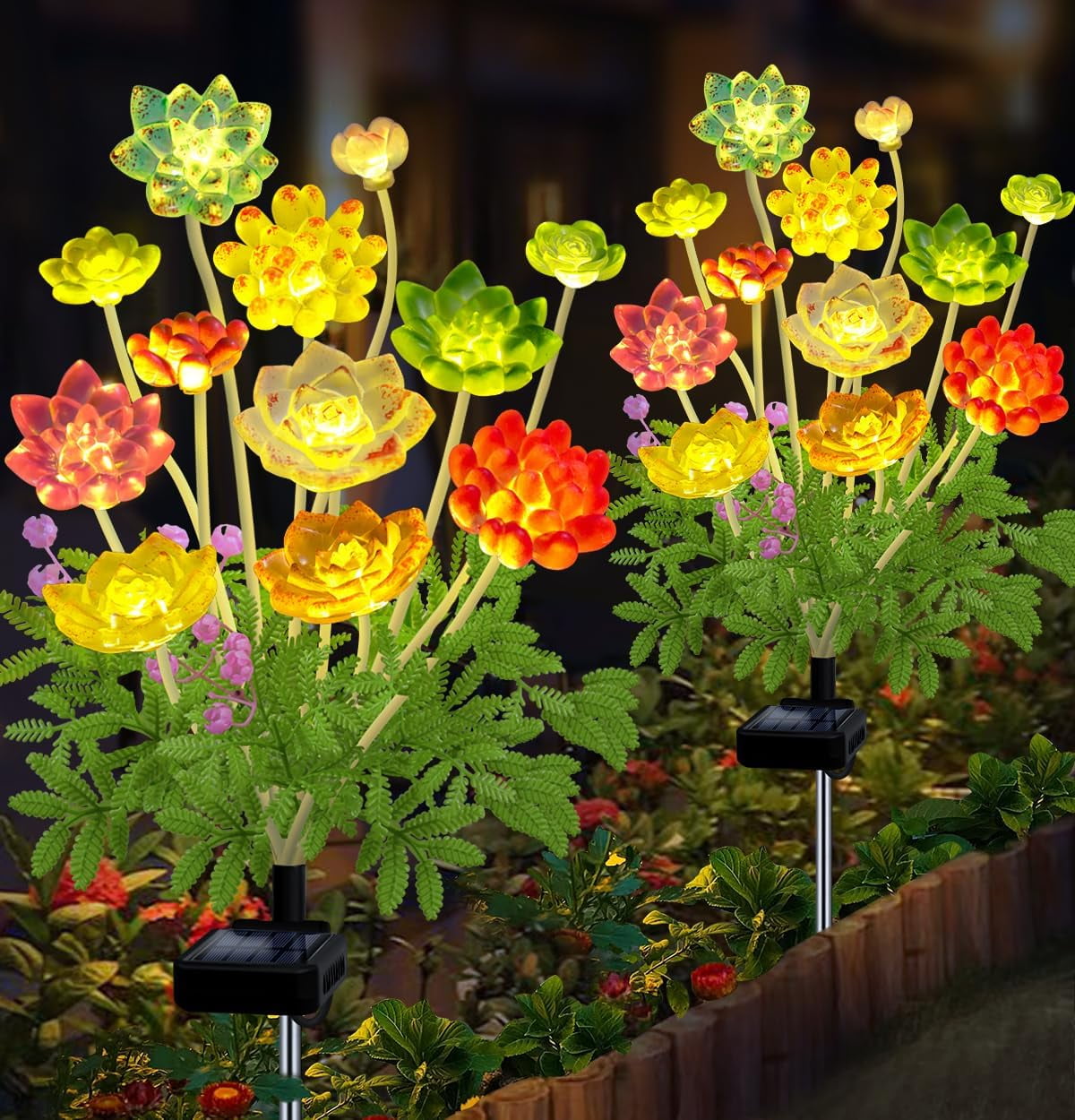 Solar Succulent Plant Lights - New Outdoor Waterproof Decorative Stake ...
