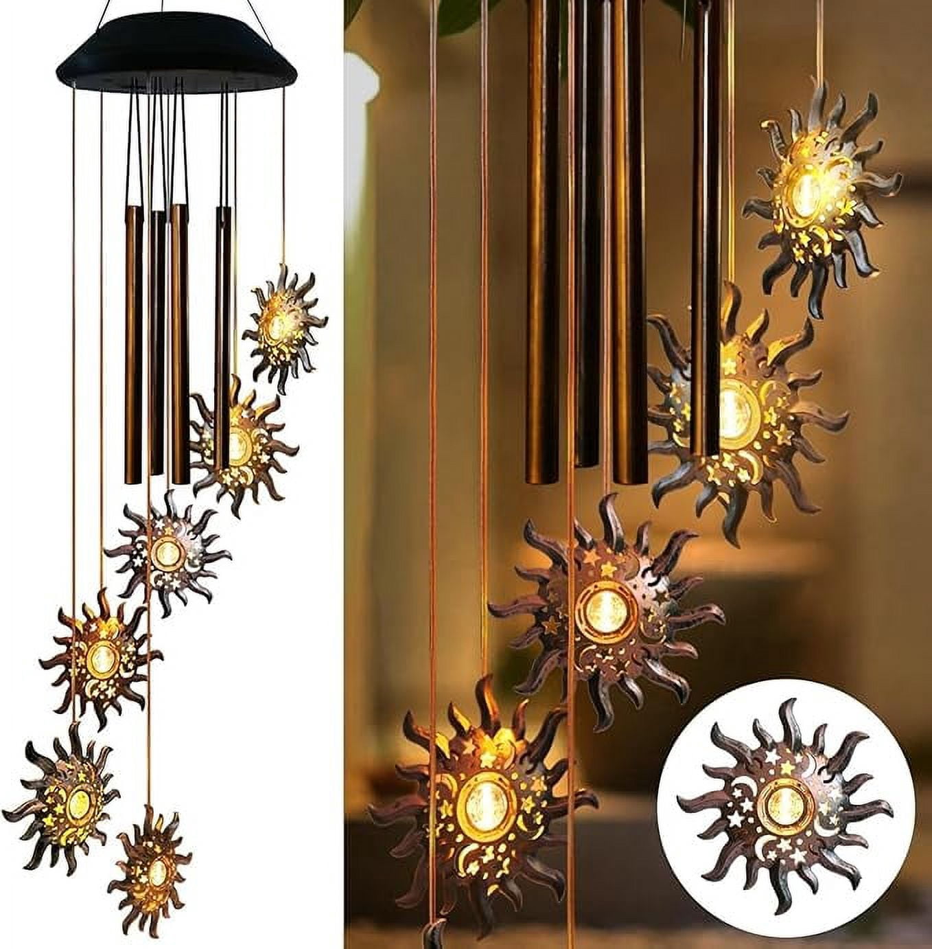 Solar Sun Wind Chimes for Outside Solar Sun Moon Star Wind Chimes ...
