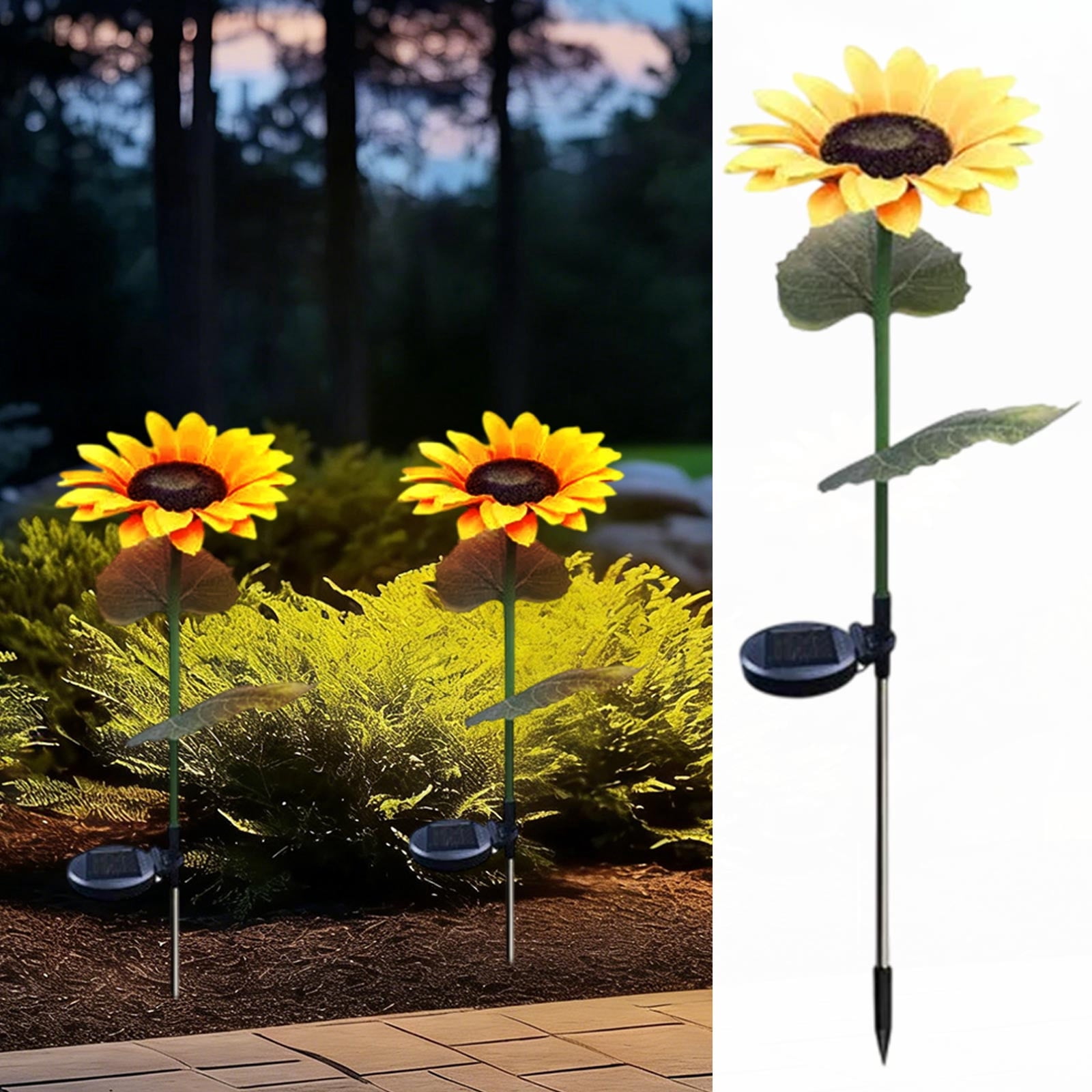 Solar Sunflower Garden Lights Outdoor, LED Solar Powered Flower Stakes ...