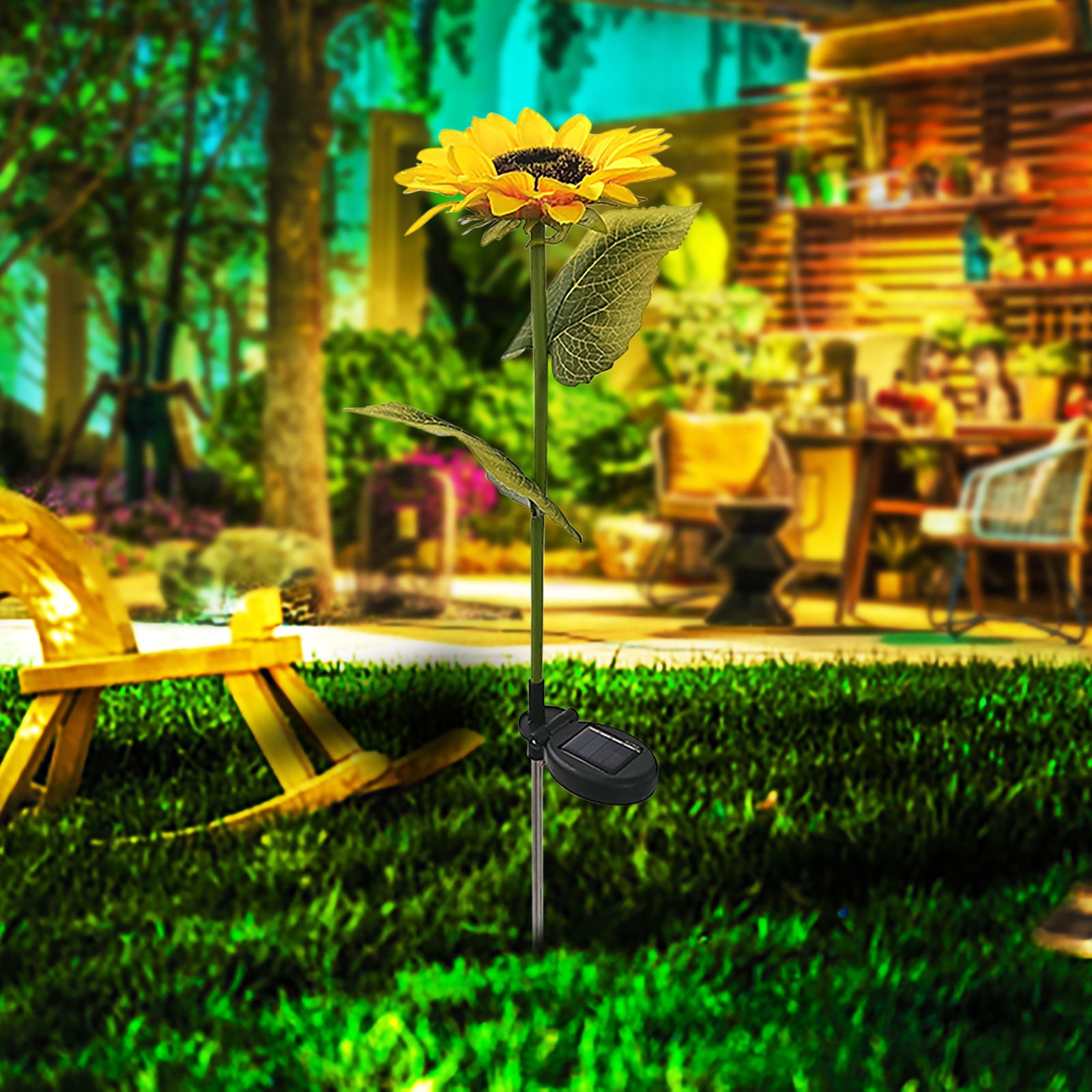 Solar Sunflower Garden Stake Light Outdoor Decorative LED Metal Flower ...