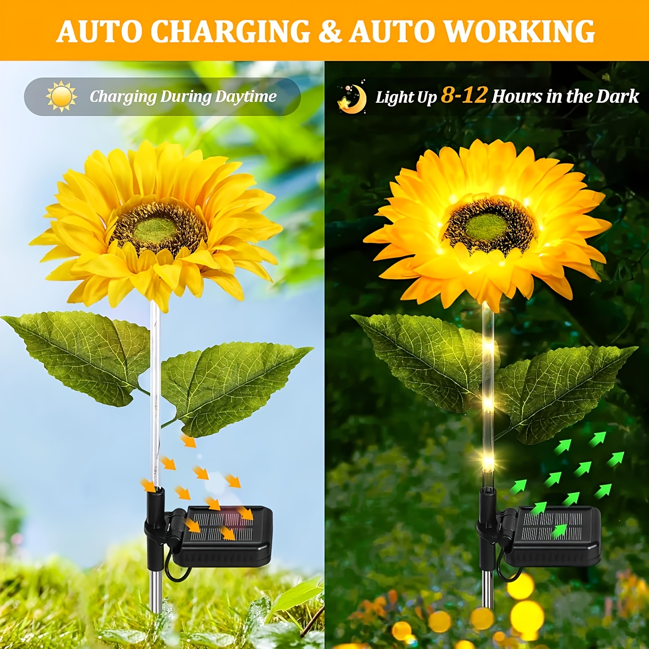 [Solar Sunflower Lights] 3 Pack Solar Garden Sunflower Outdoor Lights ...