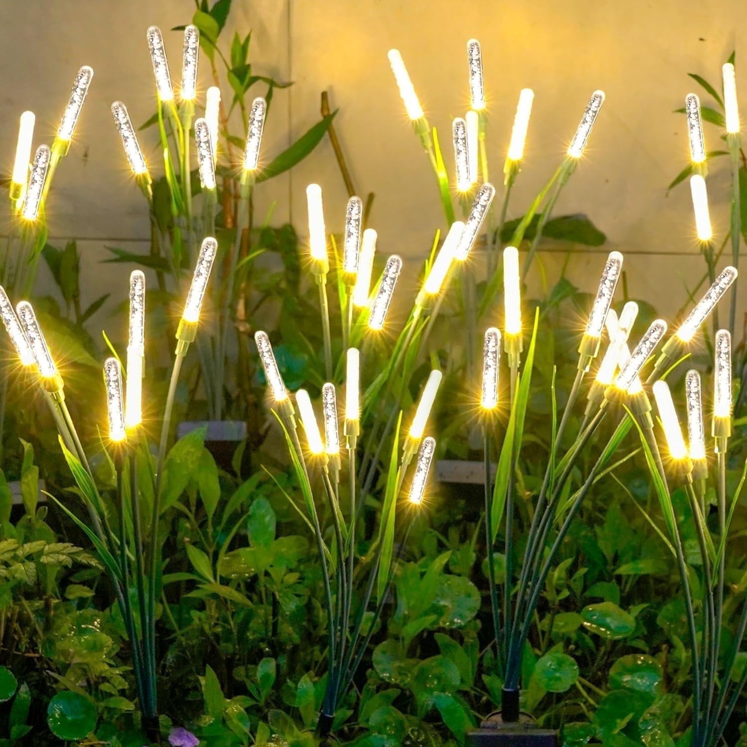 2 Pack Solar Garden Lights,Solar Reed Lights with 12 Bubble Light ...