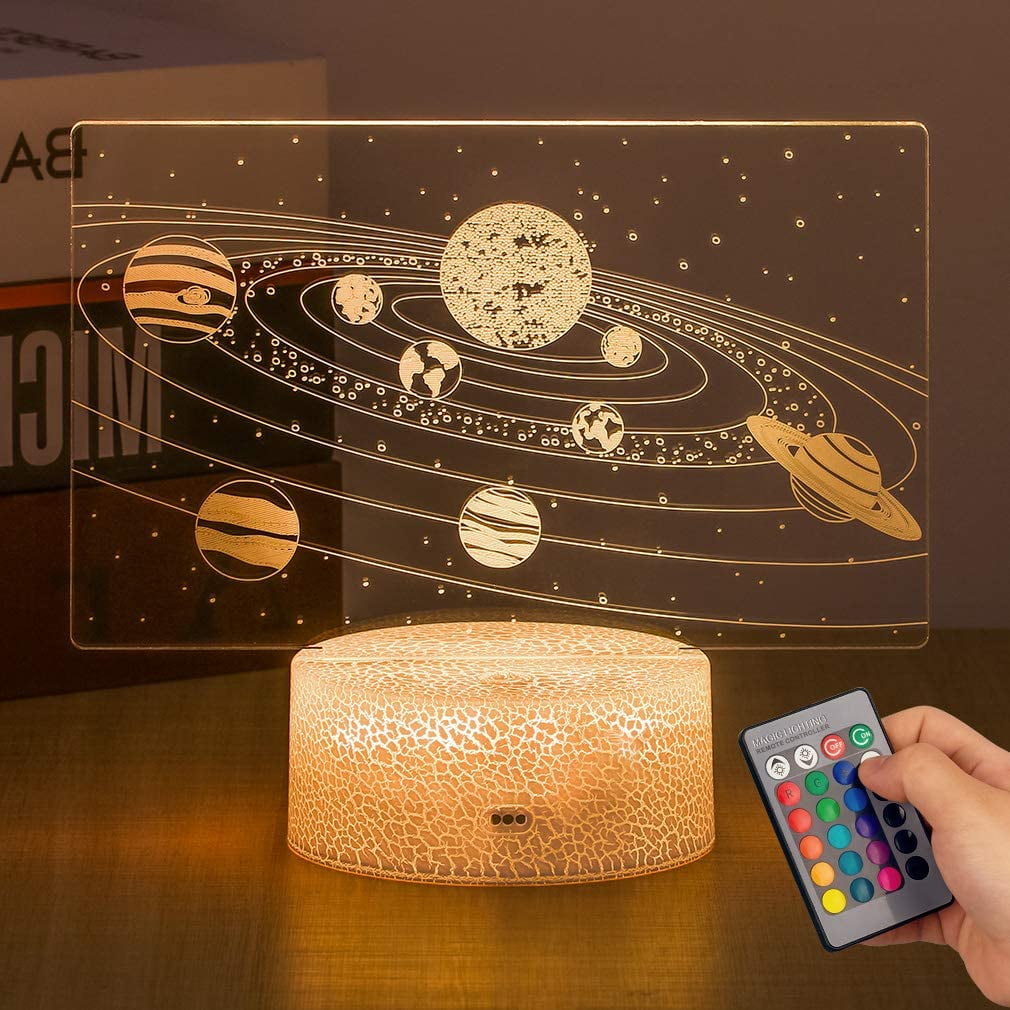 Solar System 3D Optical Illusion Lamp Universe Space Galaxy LED Night ...