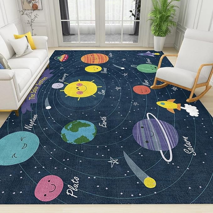 Solar System Area Rug For Living Room Bedroom, Fun Boy Girl Kids Rug ...