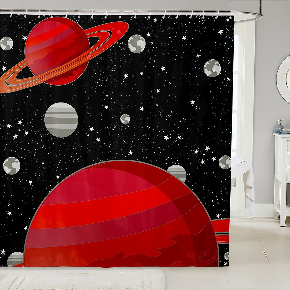 Solar System Bath Curtain Outer Space Shower Curtain Universe Themed ...