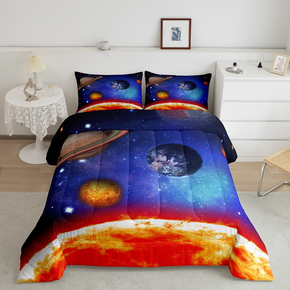 Solar System Bedding for Boys Girls Galaxy Comforter Set Queen Size ...