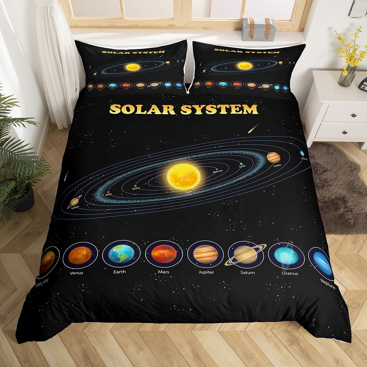 Solar System Bedding Queen Size Outer Space Bedding Set Universe Themed ...