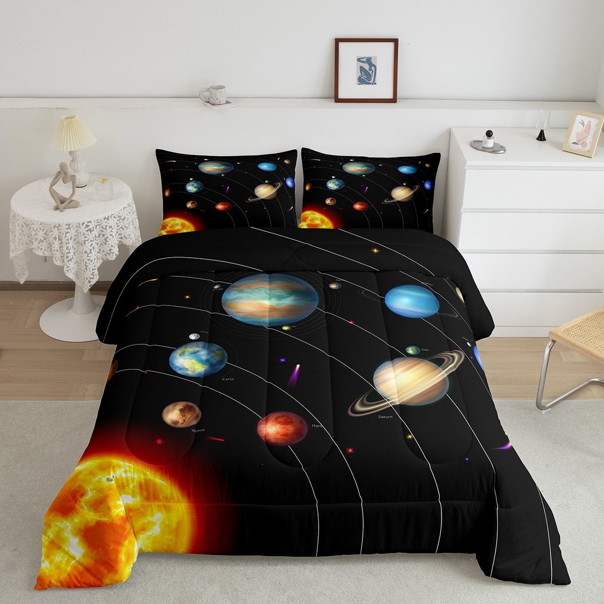 Solar System Bedding Set Twin Size Outer Space Comforter Set Universe ...
