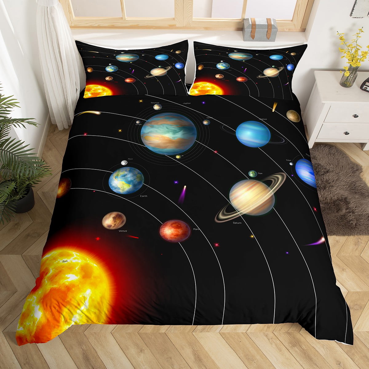 Solar System Bedding Set Twin Size Outer Space Duvet Cover Universe ...
