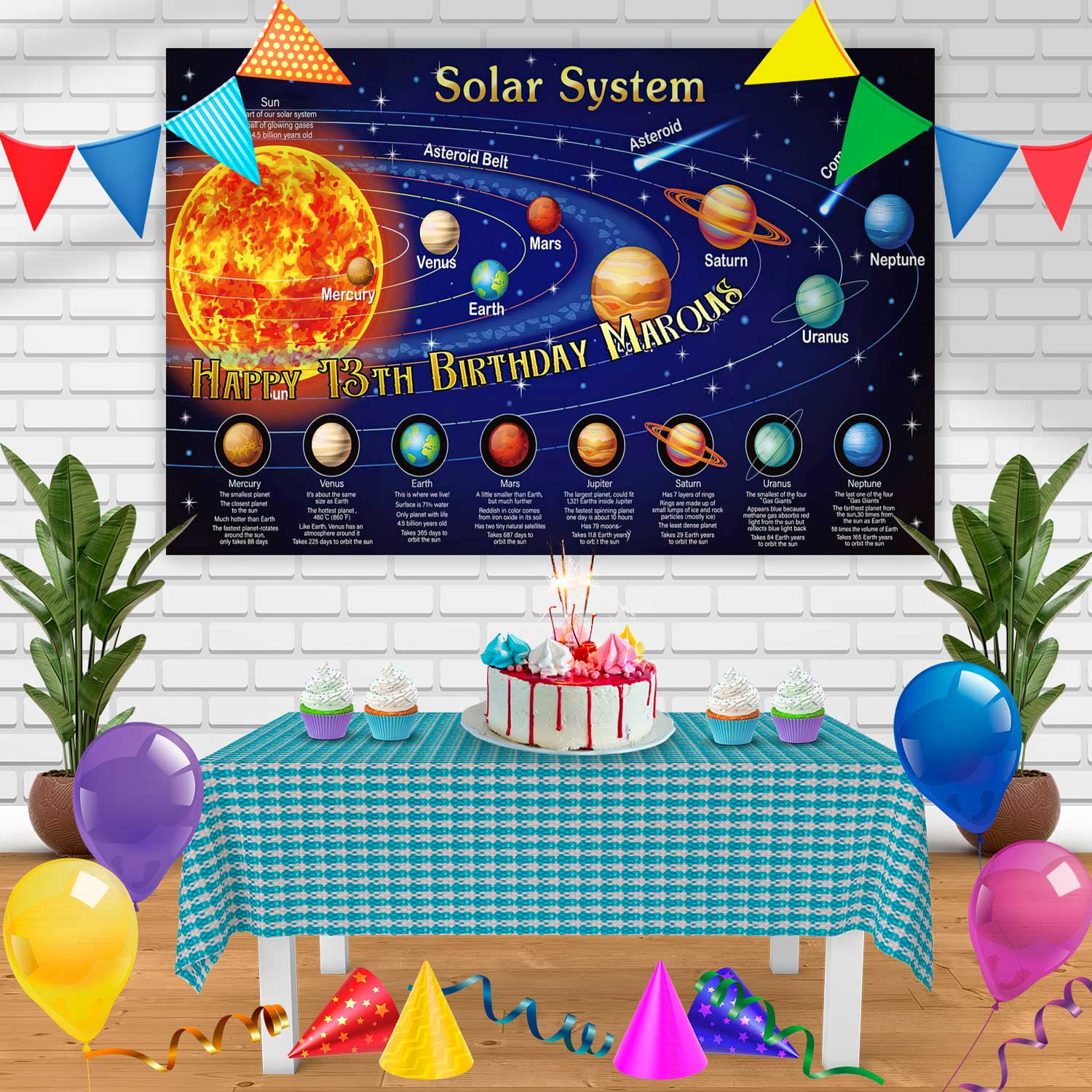 Solar System Birthday Banner Personalized Party Backdrop Decoration 60 ...