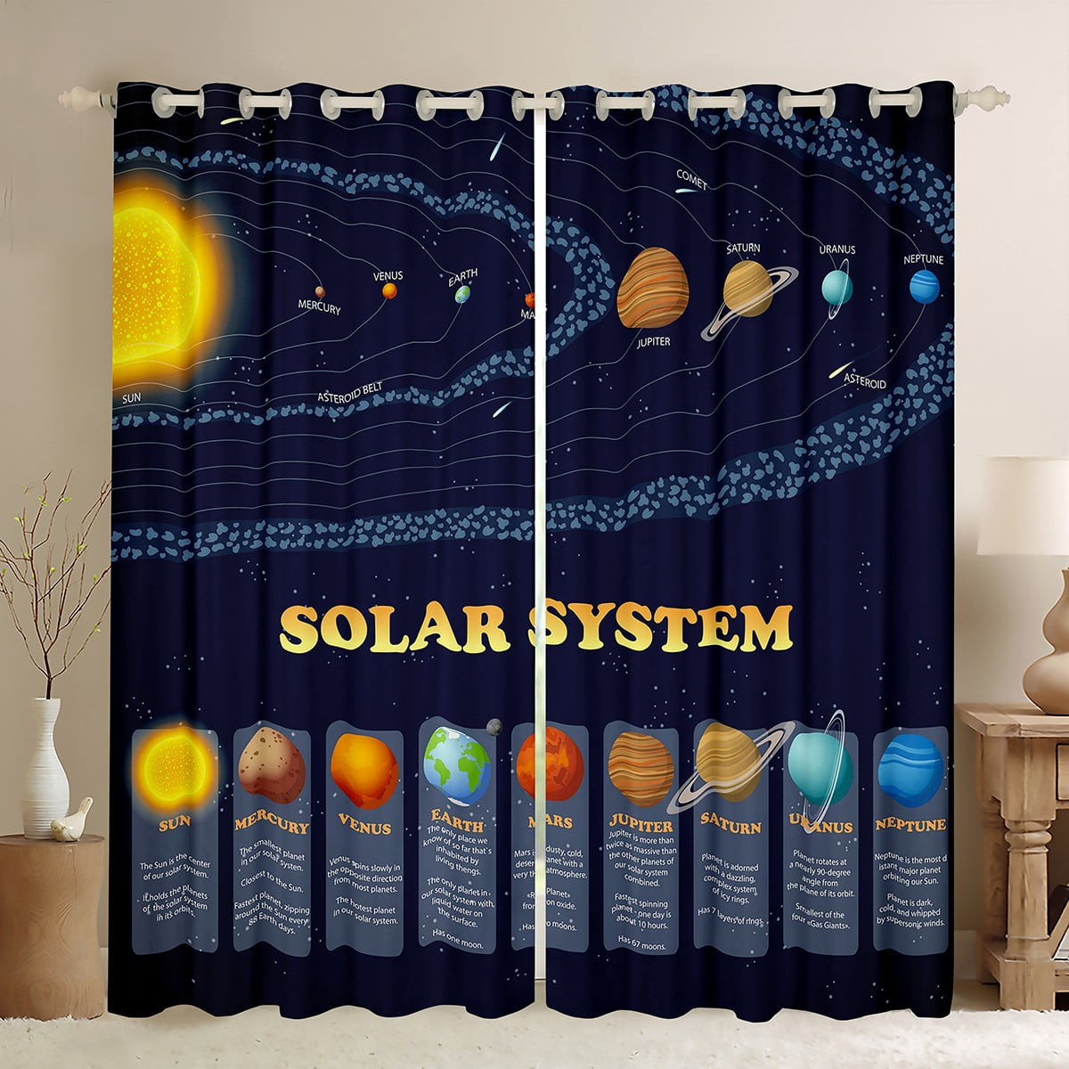 Solar System Blackout Curtains Universe Themed Bedroom Curtains,Outer ...