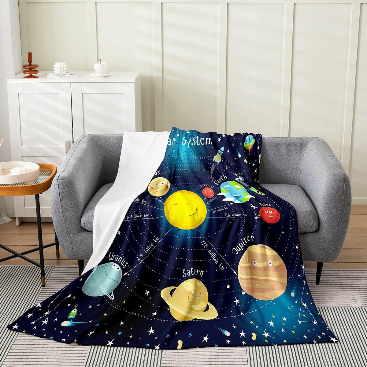 Solar System Blanket for Kids Boys Girls,Outer Space Throw Blanket Twin ...